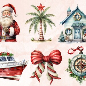50 PNG Watercolour Nautical Christmas Clipart, Ocean Sea Christmas ...