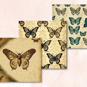 Vintage Butterflies Digital Paper, Summer Spring Butterfly Scrapbook ...