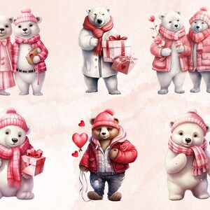 40 PNG Watercolor Valentine's Day Bears Clipart, Lovely Valentines Day ...