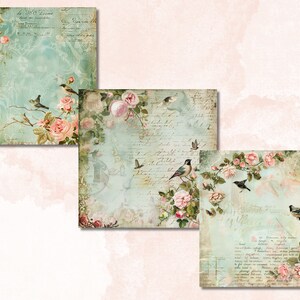 Spring Shabby Chic Digital Paper, Vintage Shabby Roses Junk Journal Kit ...