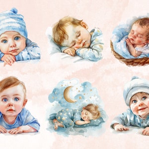 40 PNG Watercolor Cute Babies Clipart, Cute Baby Shower Party ...