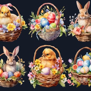 30 PNG Watercolor Easter Basket Clipart, Floral Easter Tulips Basket ...