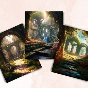 Printable Enchanted Garden Digital Paper, Secret Garden Background ...