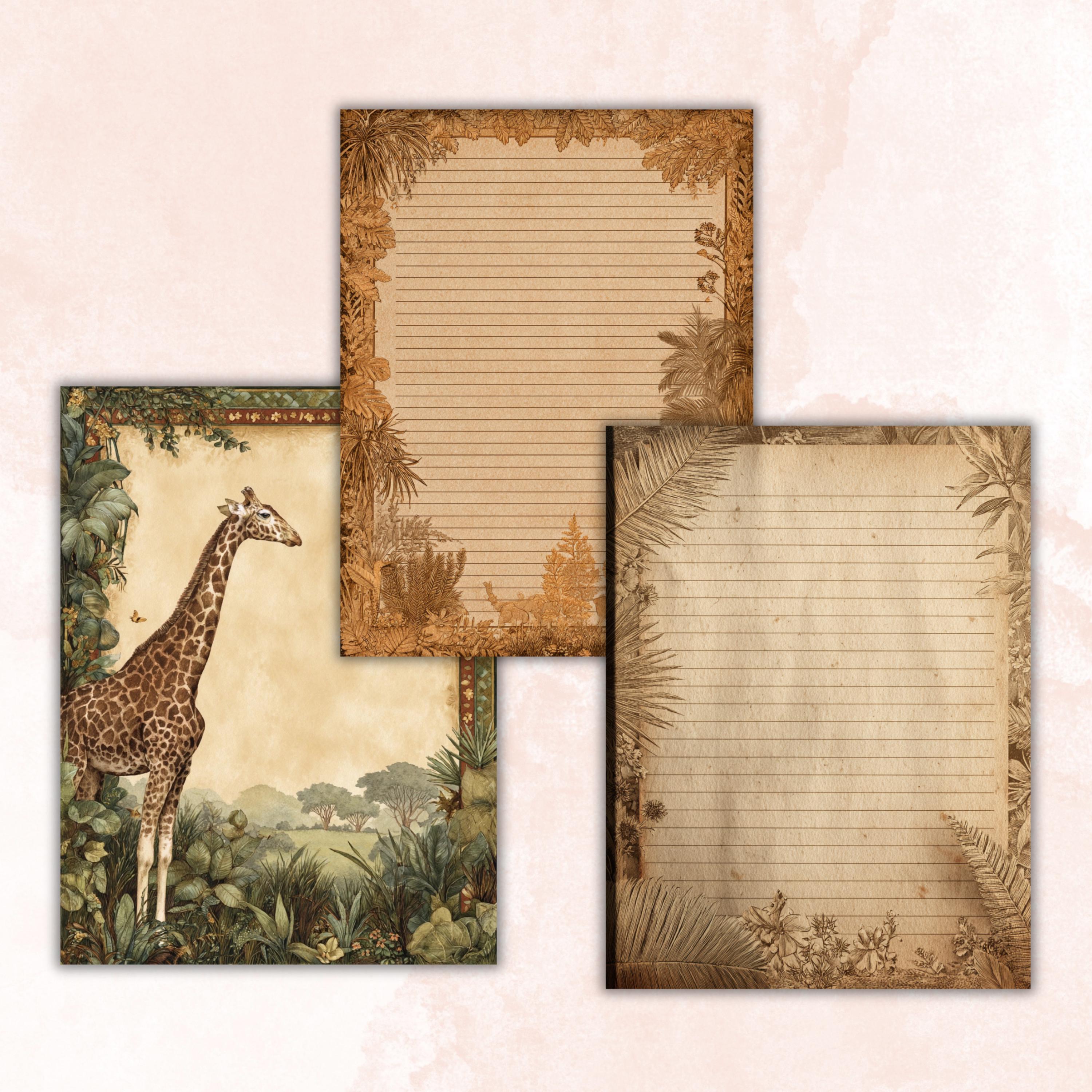 44 Safari Border Lined Pages Printable, Letter Size Jungle Animal ...