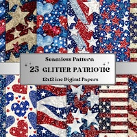 Red White Blue Stripes Floral 4th of July Seamless Pattern USA Fourth ...
