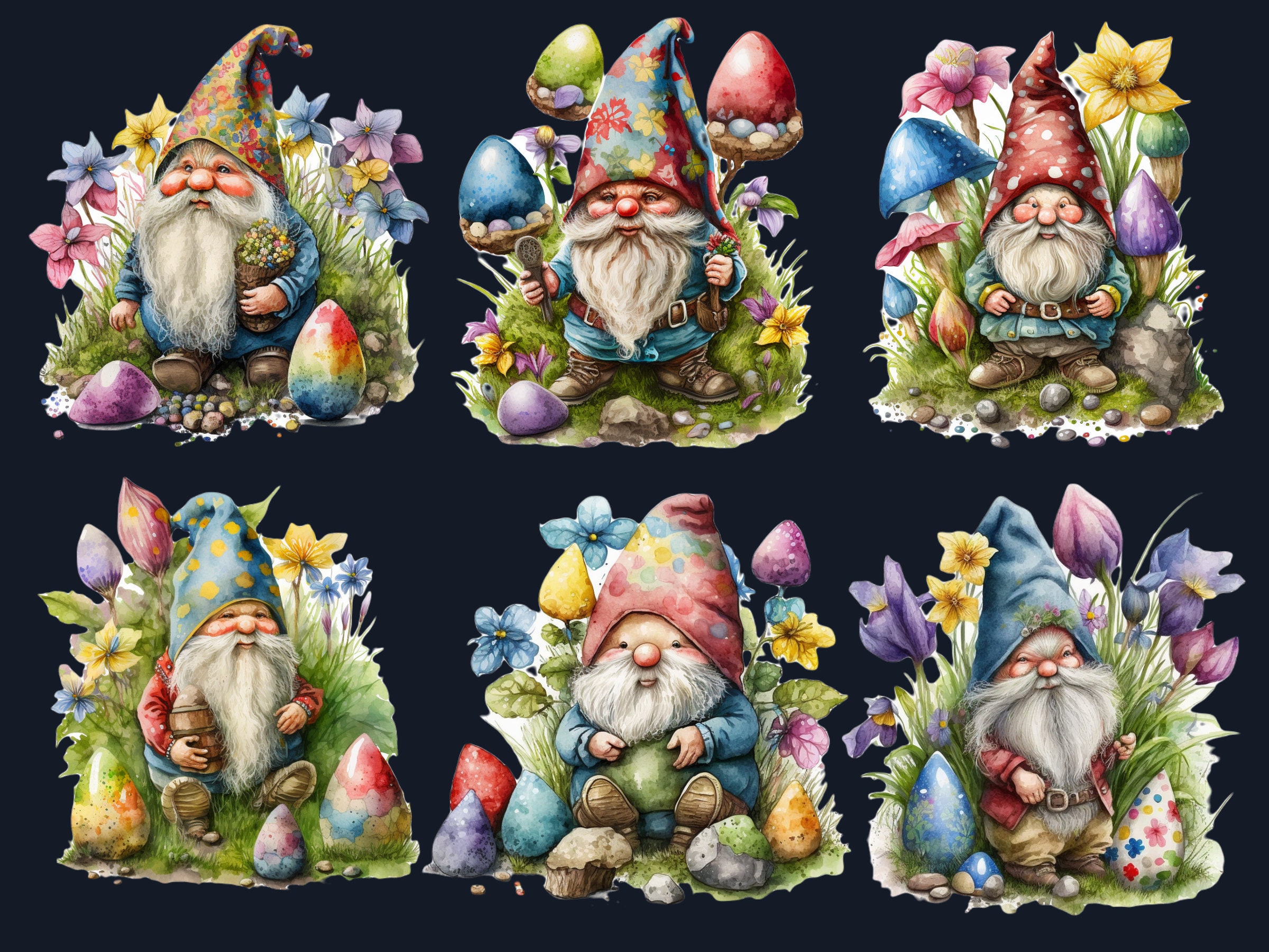 22 PNG Watercolour Easter Gnomes Clipart Spring Garden Gnome - Etsy