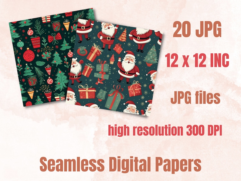 Seamless Christmas Digital Paper Pack, Winter Holiday Seamless Pattern ...
