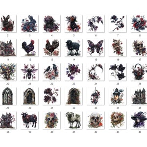 45 PNG Watercolor Gothic Spring Clipart, Creepy Spring Illustrations ...