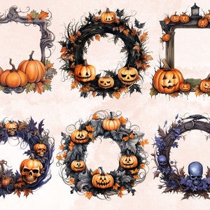 40 PNG Watercolor Halloween Frames Clipart, Halloween Wreaths ...