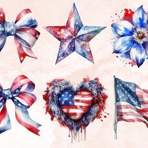 32 PNG Watercolor 4th of July Clipart Bundle, Independence Day Clip Art ...