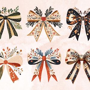 40 PNG Scandinavian Christmas Bows Clipart, Christmas Folk Art ...