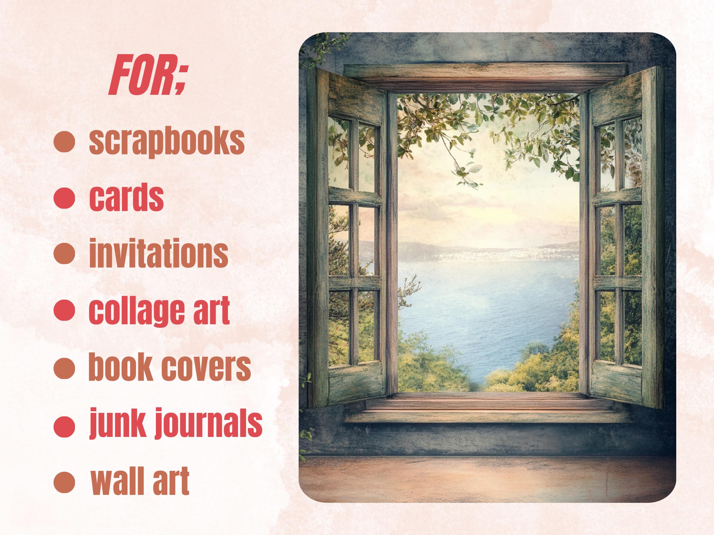 Windows Into Whimsy Collage Paper, Surreal Open Window Mixed Media ...