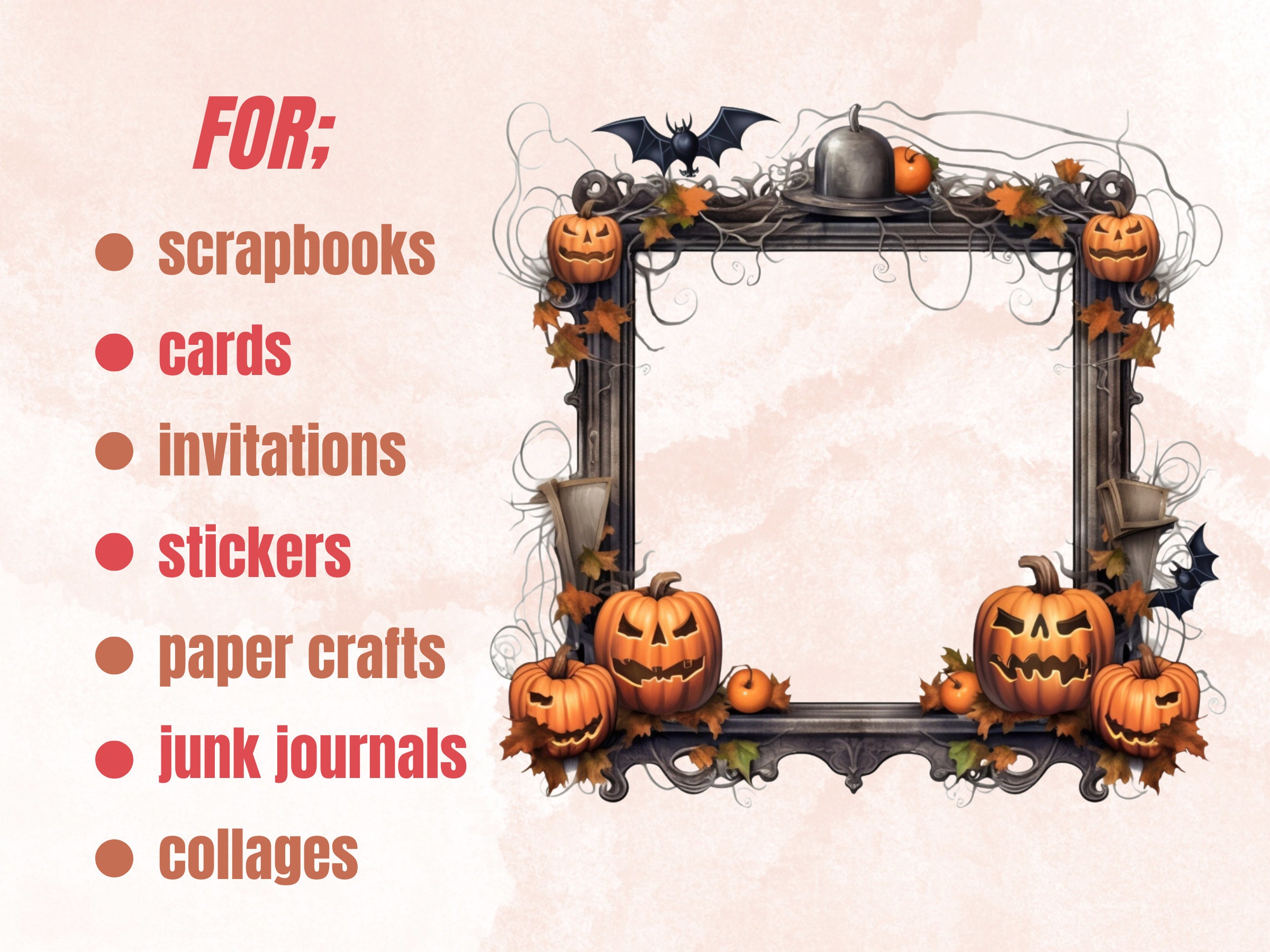 40 PNG Watercolor Halloween Frames Clipart, Halloween Wreaths ...