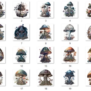 20 PNG Watercolor Gothic Mushrooms Clipart, Dark Fantasy Magical ...