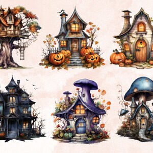 40 PNG Watercolor Halloween House Clipart, Haunted Mansion ...