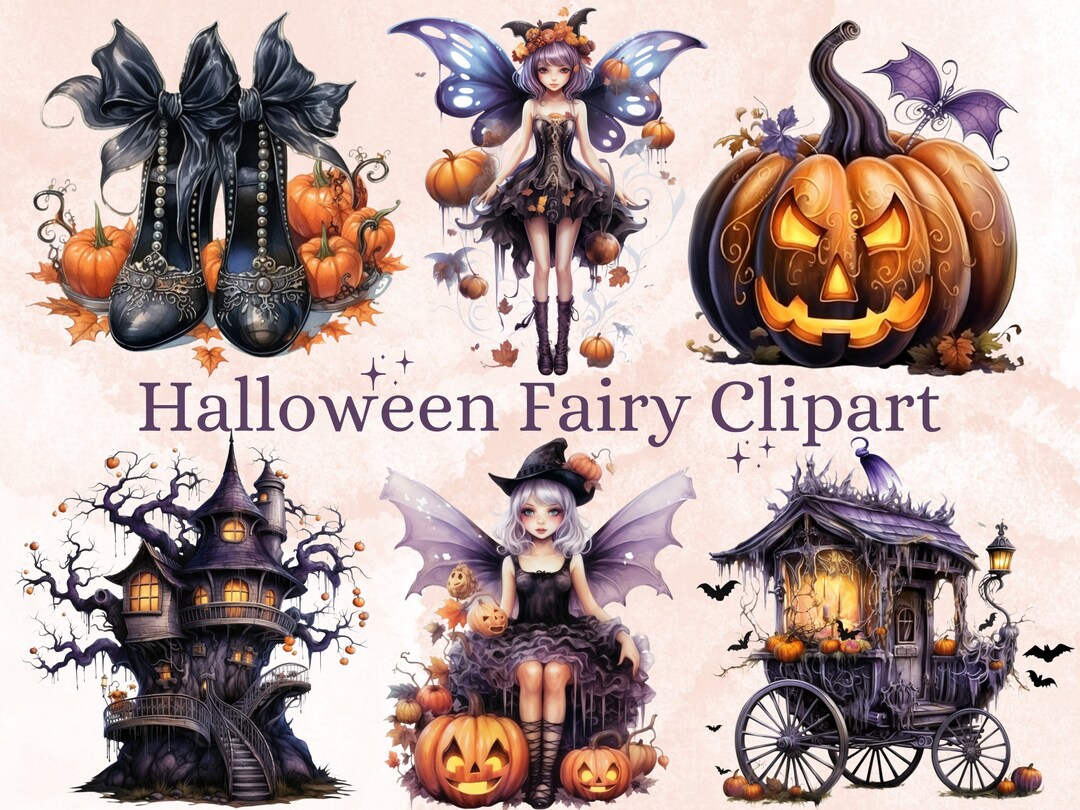 33 PNG Watercolour Halloween Fairy Clipart, Pumpkin Forest Fairy ...