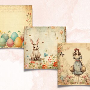 Printable Vintage Easter Digital Paper, Retro Ephemera Collage, Easter ...