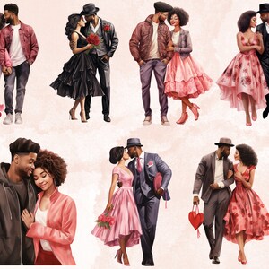 45 PNG Watercolor Valentine's Day Black Couple Clipart, Afro Valentines ...