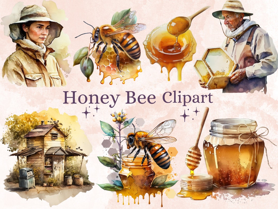 40 PNG Watercolour Fantasy Honey Bee Clipart, Floral Bee Png Clip Art ...