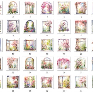 35 PNG Watercolor Spring Windows Clipart, Pink Floral Spring ...