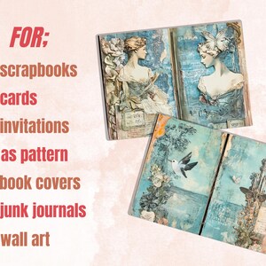 Blue Junk Journal Kit, Blue Pages Ephemera, Whimsical Collage Sheet ...