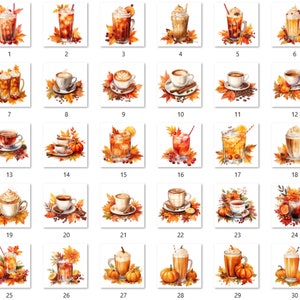 30 PNG Watercolor Fall Drink Clipart, Autumn Coffee Illustrations Clip ...