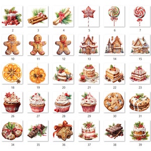 40 PNG Watercolor Christmas Dessert Clipart, Christmas Sweets Clip Art ...