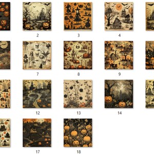 Printable Vintage Creepy Halloween Digital Paper, Halloween Ephemera ...