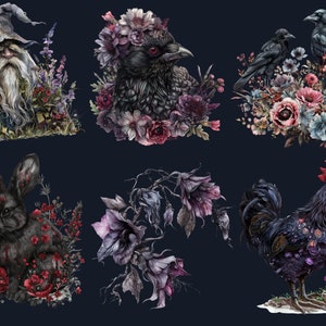 45 PNG Watercolor Gothic Spring Clipart, Creepy Spring Illustrations ...