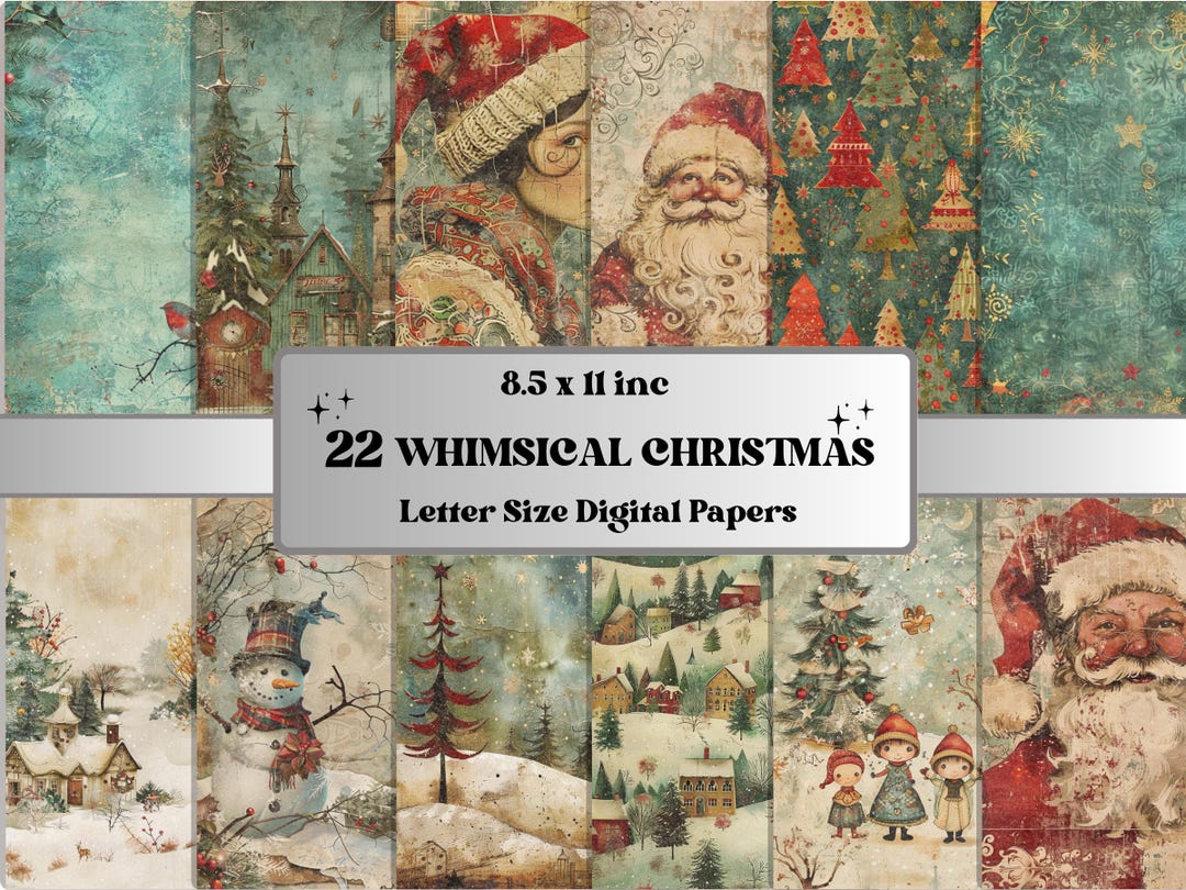 Printable Whimsical Christmas Digital Journal Paper, Quirky Christmas ...