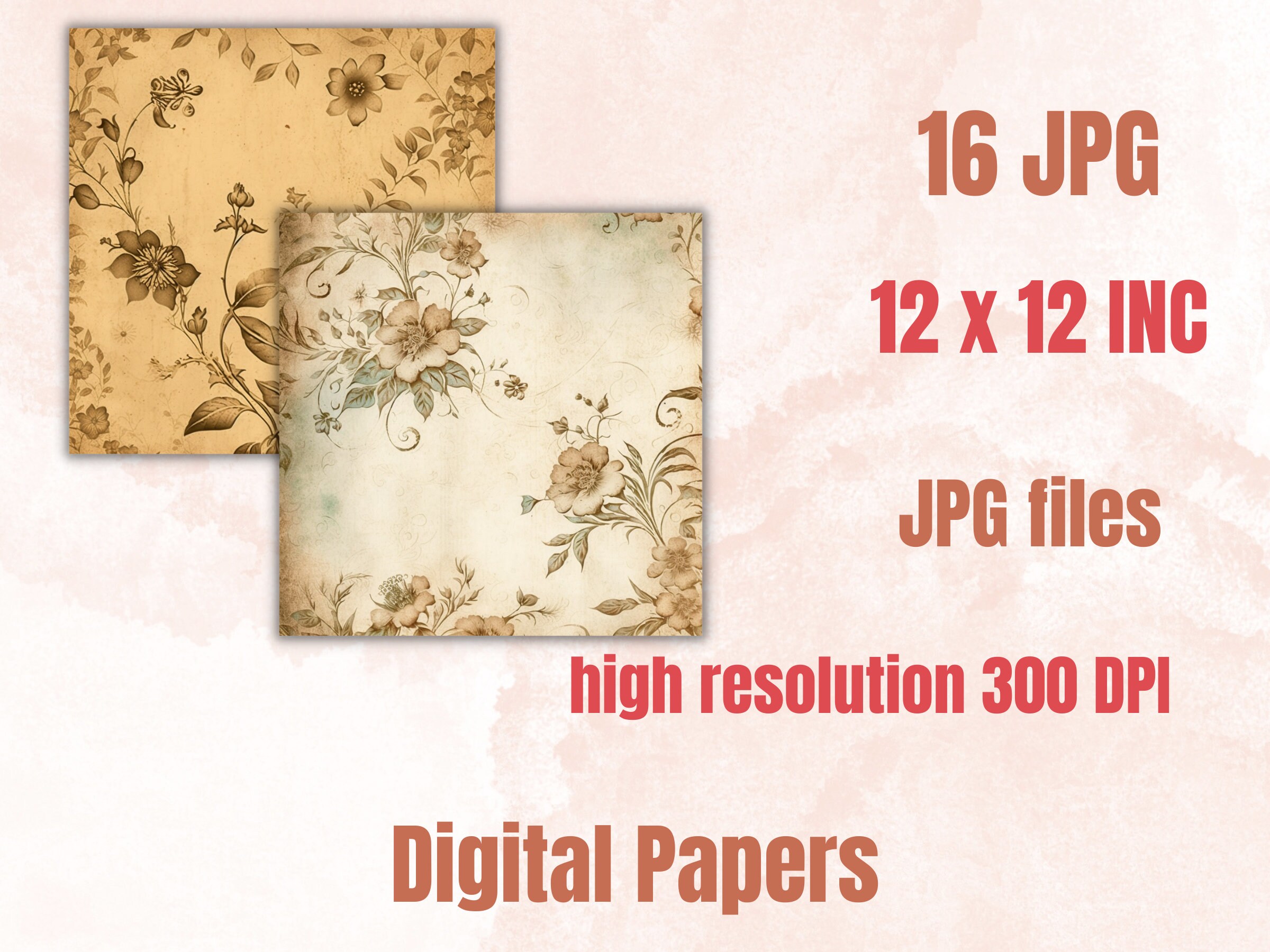 Vintage Floral Digital Paper Vintage Old Spring Floral Paper - Etsy