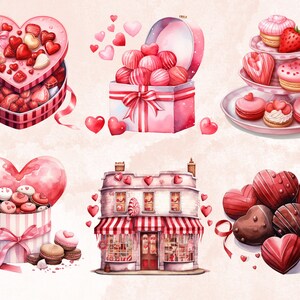 50 PNG Watercolor Valentine's Day Dessert Clipart, Sweet Valentines Day ...