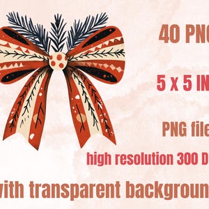 40 PNG Scandinavian Christmas Bows Clipart, Christmas Folk Art ...