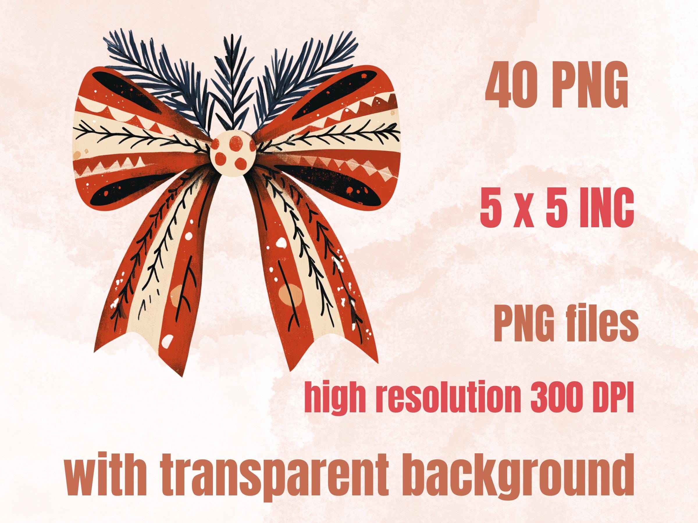 40 PNG Scandinavian Christmas Bows Clipart, Christmas Folk Art ...