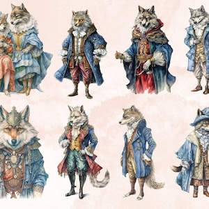 30 PNG Watercolour Fairytale Wolf Clipart Bundle, Fairy Tale Animals ...