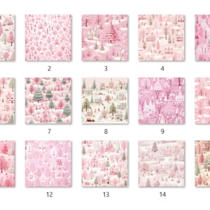 Printable Pink Christmas Digital Paper, Pastel Christmas Ephemera ...