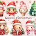 45 PNG Watercolour Kawaii Christmas Bundle Clipart, Cute Christmas ...