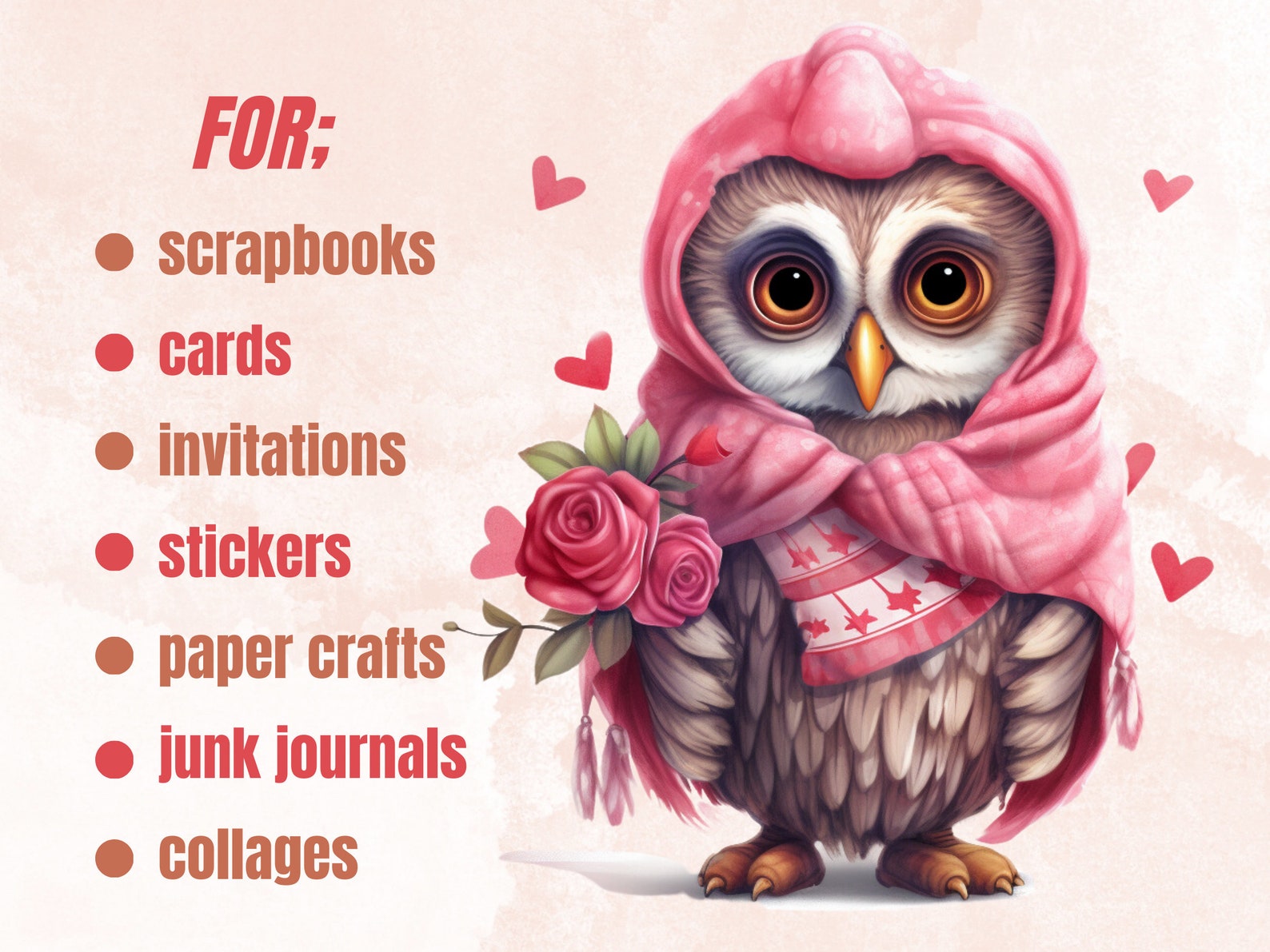 40 PNG Watercolor Valentine's Day Owls Clipart, Lovely Valentines Day ...