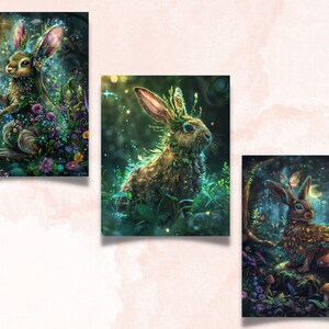 Printable Enchanted Ostara Digital Paper, Ostara Rabbit Ephemera ...