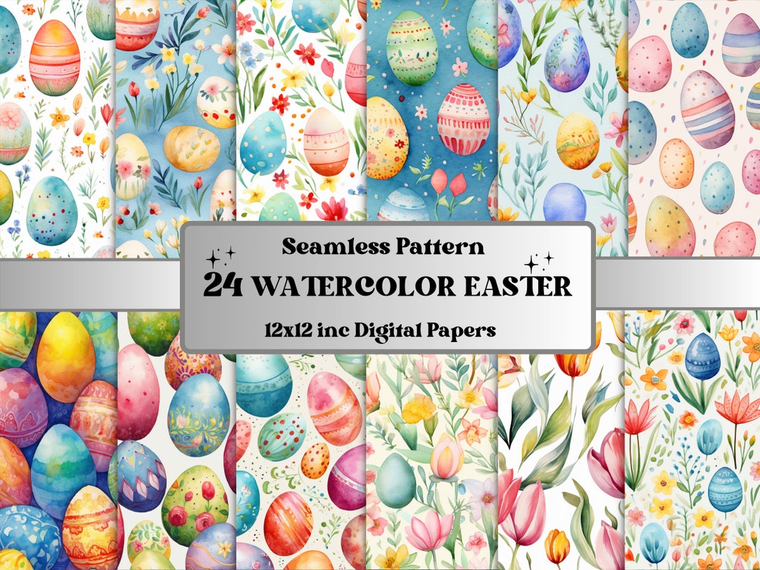 Seamless Watercolor Easter Digital Paper, Easter Tulips Seamless ...