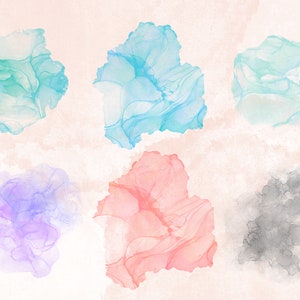 20 PNG Alcohol Ink Clipart, Watercolor Splashes Background, Pastel ...