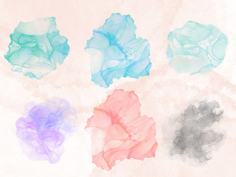 20 PNG Alcohol Ink Clipart Watercolor Splashes Background - Etsy