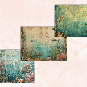 Enchanted Underwater Background Junk Journal Paper, Ocean Ephemera Kit ...