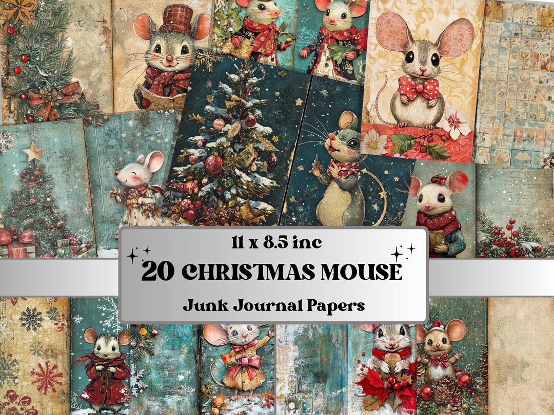 Fairytale Christmas Mouse Junk Journal Kit, Winter Mice Ephemera, Mixed ...