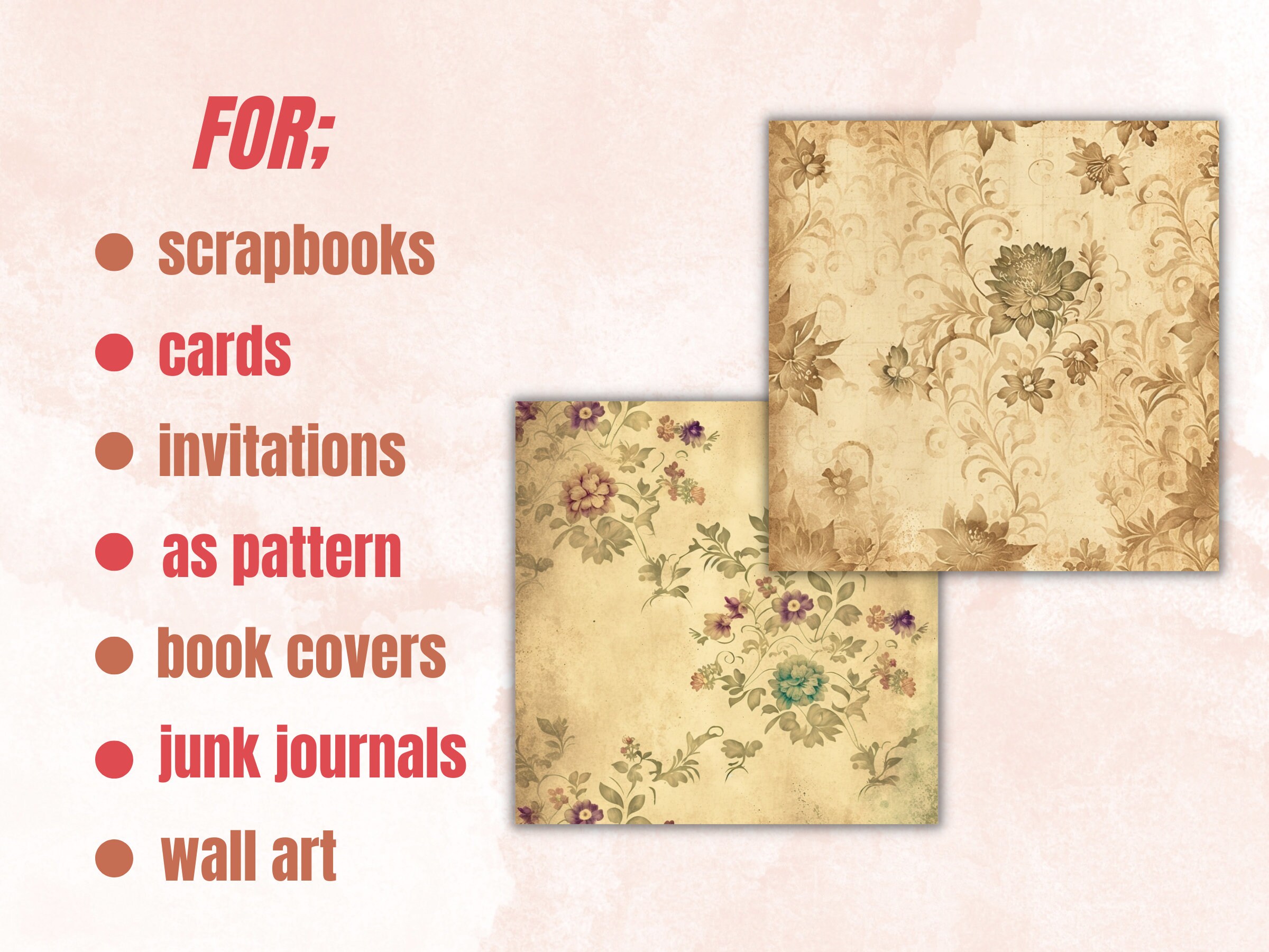 Vintage Floral Digital Paper Vintage Old Spring Floral Paper - Etsy