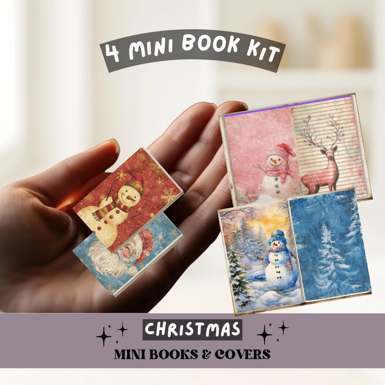 Christmas Mini Books, Printable Miniature Junk Journal, Ephemera ...