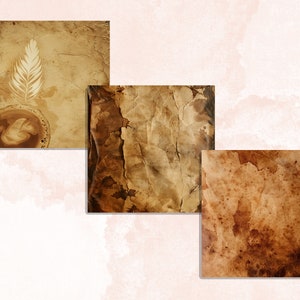 Coffee Stained Digital Paper Pack, Vintage Distressed Coffee Dyed ...