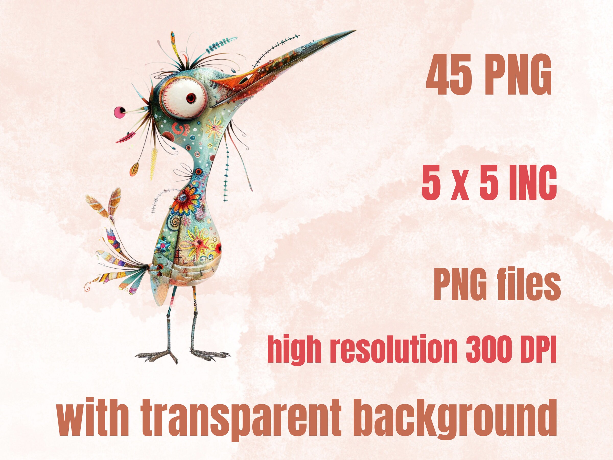 45 PNG Watercolor Quirky Birds Clipart, Whimsical Crazy Birds ...