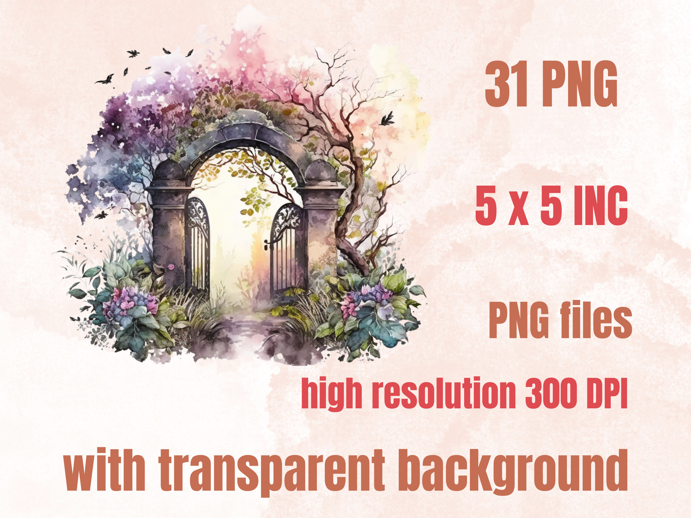 31 PNG Watercolour Secret Garden Clipart, Fairy Garden Clip Art ...