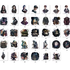 43 PNG Watercolor Fantasy Dark Academia Clipart, Dark Gothic Academy ...